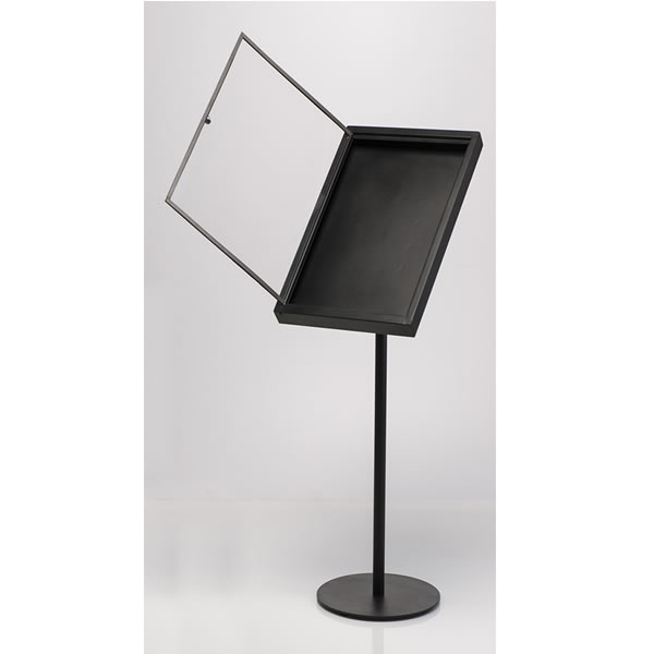 Seco Black Menu Stand in size 4 x A4 White Light Display